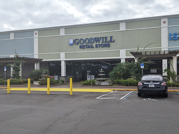 The unassuming exterior of Goodwill Kissimmee hides a treasure trove within, like finding a speakeasy for bargain hunters instead of cocktail enthusiasts.