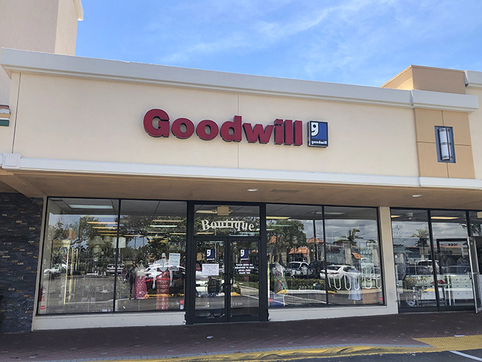 The unassuming facade of bargain paradise. Behind that "Boutique" sign lies a treasure trove that would make any savvy shopper's heart race.