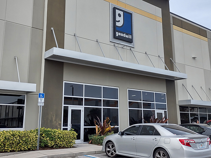 The unassuming exterior of thrift paradise &ndash; where wallets rejoice and shoppers discover that one person's castoffs become another's treasures.