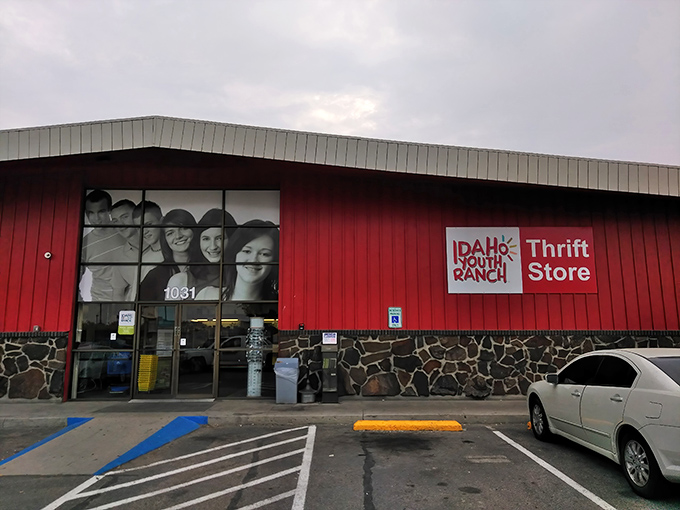 The iconic red exterior of Idaho Youth Ranch beckons like a treasure chest waiting to be opened. Nampa's ultimate destination for the thrill of the hunt.
