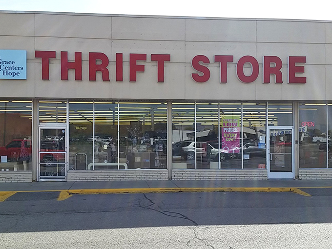 The bold red lettering beckons like a siren song to bargain hunters everywhere. This isn't just shopping&mdash;it's a treasure hunt with purpose.