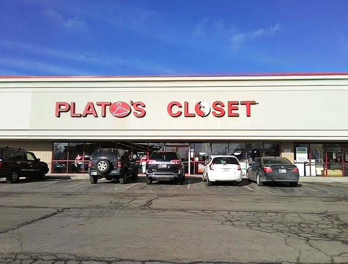 The unassuming storefront that houses fashion dreams and budget realities. Like a treasure chest disguised as a strip mall tenant.