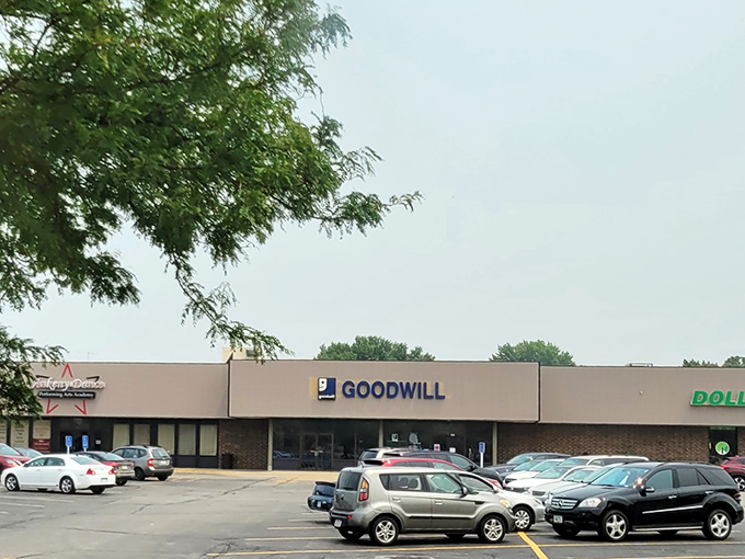 The unassuming exterior of Goodwill in Ankeny hides a treasure trove within. Like a retail speakeasy, only the savvy know what awaits inside.