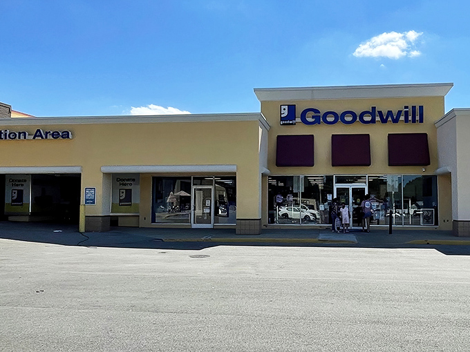 That yellow and blue facade might look unassuming, but it's hiding treasures that'll make your wallet sing with joy.