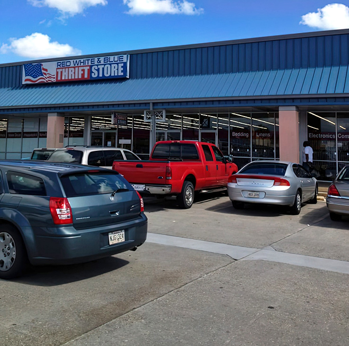 The unassuming exterior of Red White & Blue Thrift Store hides a treasure trove that would make Indiana Jones consider a career change.