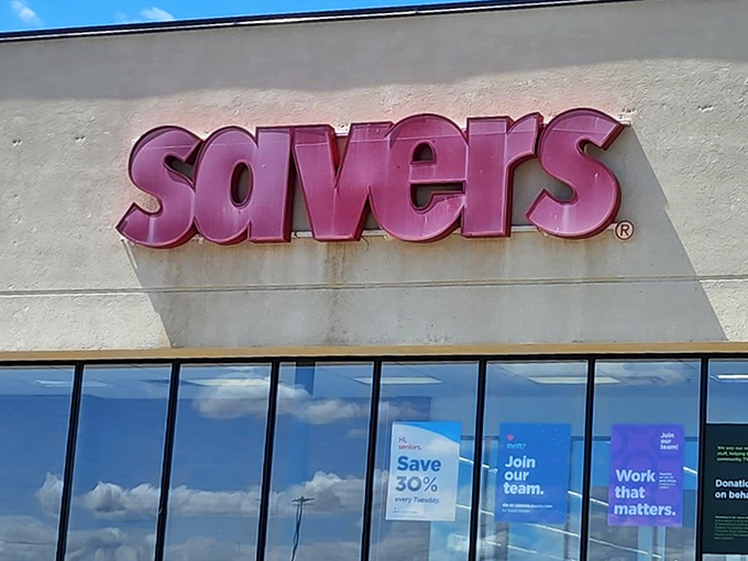 That iconic red sign beckons like a siren song to bargain hunters. Welcome to Savers, where treasure hunting becomes an Olympic sport.