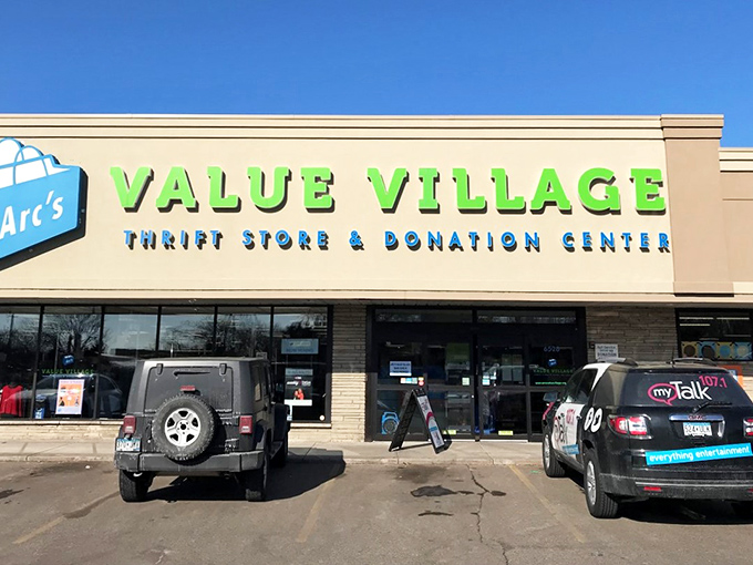 The bright green signage of Arc's Value Village beckons like a lighthouse for bargain hunters navigating the sea of retail options.