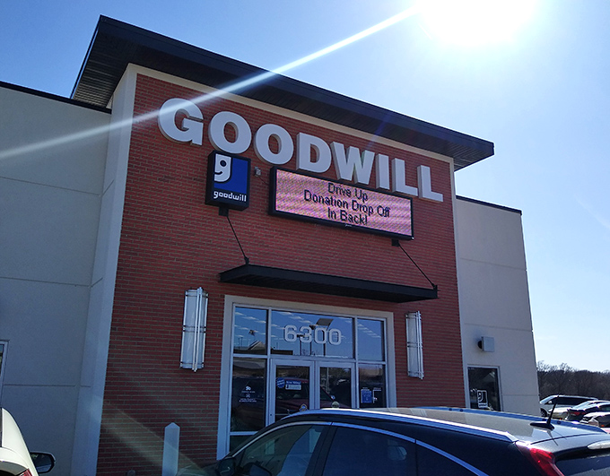 The brick-fronted treasure trove on Apples Way beckons with promises of hidden gems and budget-friendly adventures waiting just beyond those automatic doors.