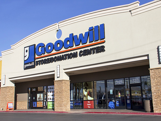 The iconic blue Goodwill sign beckons bargain hunters like a Vegas casino sign, but here the jackpots come in the form of incredible deals.