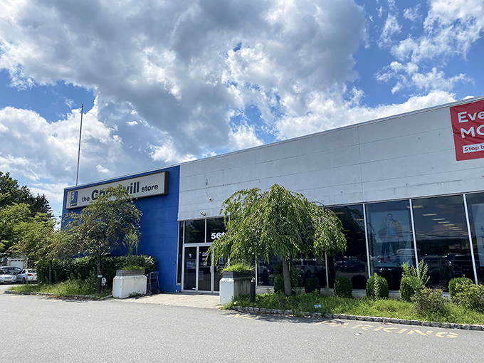 The blue-and-white facade of Goodwill NYNJ in Pompton Plains might look unassuming, but inside lies a treasure hunter's paradise waiting to be explored.