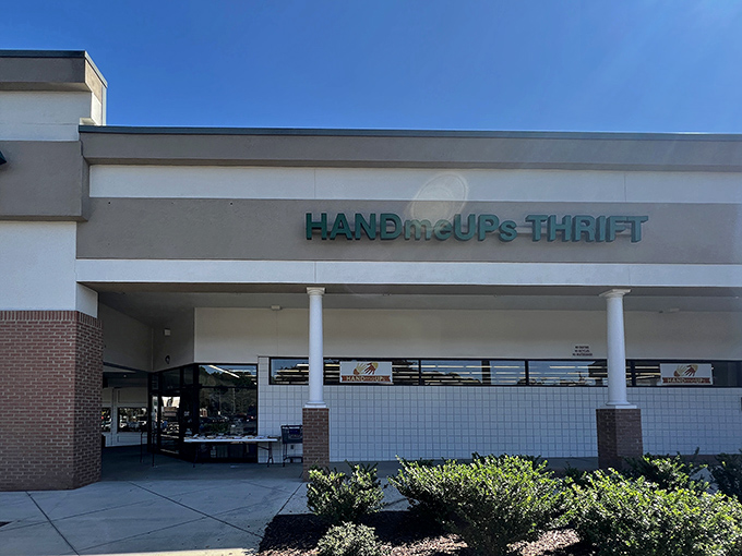 HandmeUPs Thrift's storefront might look modest, but inside lurks a bargain hunter's paradise that would make even the most frugal grandmother giddy.