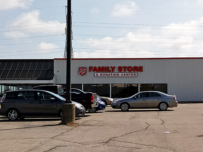 The unassuming exterior of salvation's shopping paradise. Like finding a $20 bill in your winter coat, what awaits inside is pure unexpected joy.