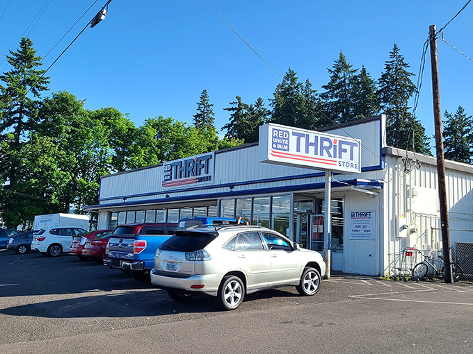 The unassuming exterior hides a treasure trove within. Like finding a secret portal to bargain heaven right off McLoughlin Boulevard.