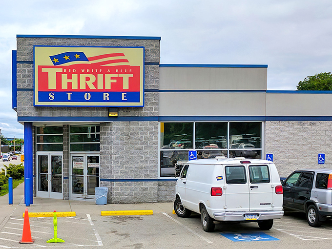 The modest exterior of Red White & Blue Thrift Store hides a jackpot of finds waiting to be discovered.
