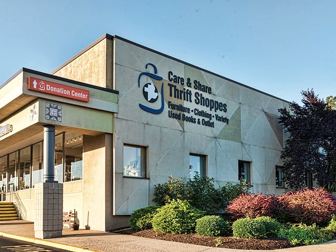 Not just a donation center, but a gateway to adventure &ndash; Care & Share's welcoming fa&ccedil;ade hints at the bargain wonderland within.