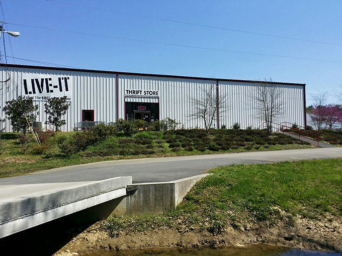 The unassuming exterior of LIVE-IT Thrift Store proves that treasure hunting doesn't require fancy storefronts&mdash;just patience and a keen eye for hidden gems.