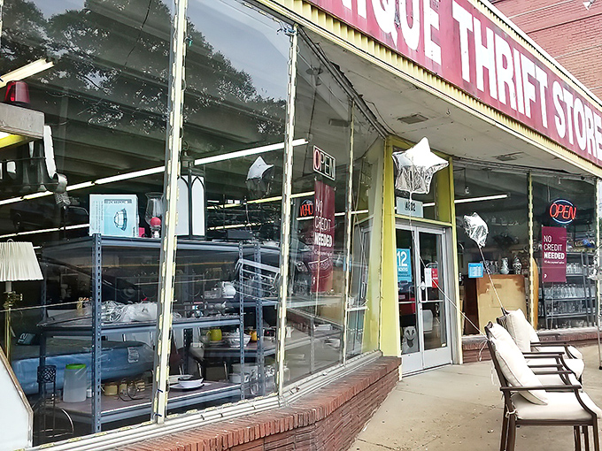 The iconic red and yellow signage of Unique Thrift Store beckons bargain hunters like a lighthouse for the fiscally responsible shopper.