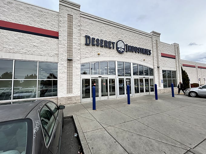 The modern facade of Deseret Industries in Logan beckons with the promise of treasures waiting inside&mdash;retail archaeology at its finest.