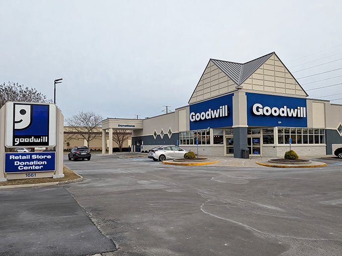 From this angle, you can almost hear the building whispering, "Come inside&hellip; your next vintage designer find is waiting just beyond these doors."