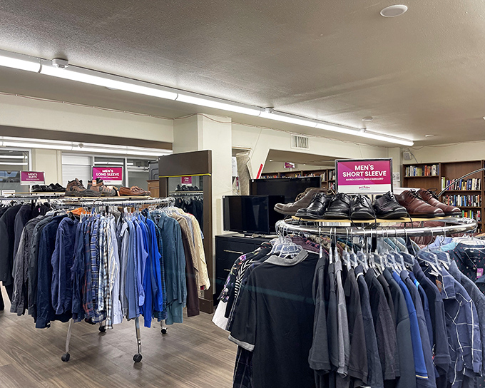 Rows of shirts, shoes, and secondhand surprises &mdash; proof that bargain hunting is practically a sport here.