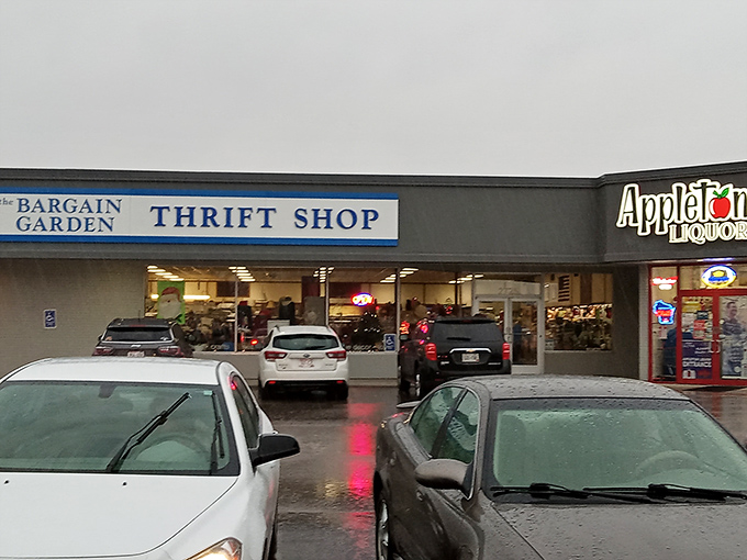 The unassuming storefront of Bargain Garden Thrift Shop beckons like a siren song to treasure hunters on a rainy Wisconsin day.