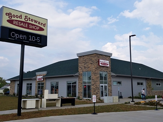 The Good Steward Resale Shop stands proudly in La Crosse, its stone facade and green roof promising treasure hunts that make bargain hunters' hearts skip a beat.