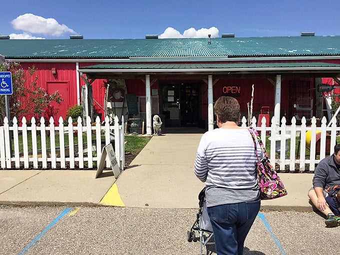 Step through these doors and kiss your afternoon goodbye. The white picket fence is just the first hint of Americana overload inside.