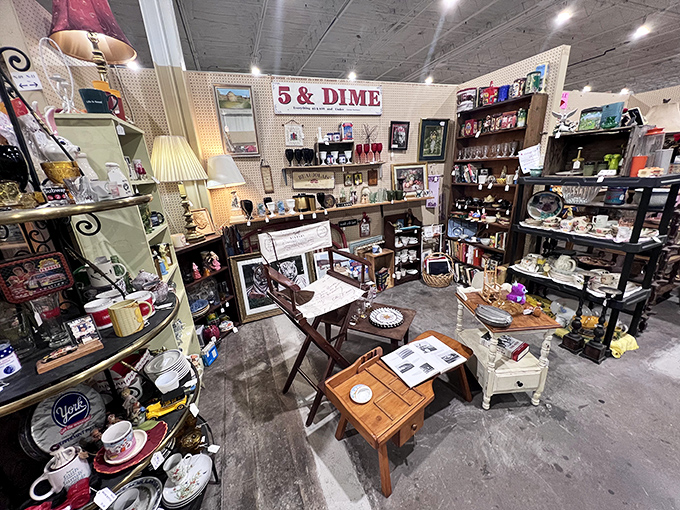 A "5 & Dime" booth that would make your grandparents nostalgic and your wallet nervous. Every surface tells a different decade's story.