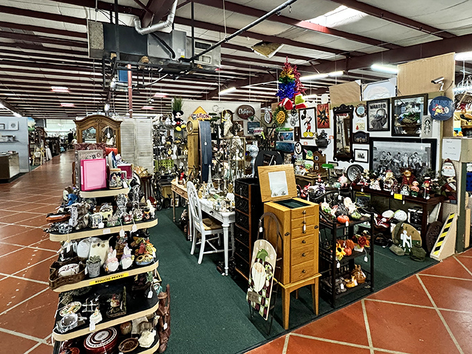 The entrance welcomes treasure hunters with the promise of endless discoveries waiting just beyond those doors.