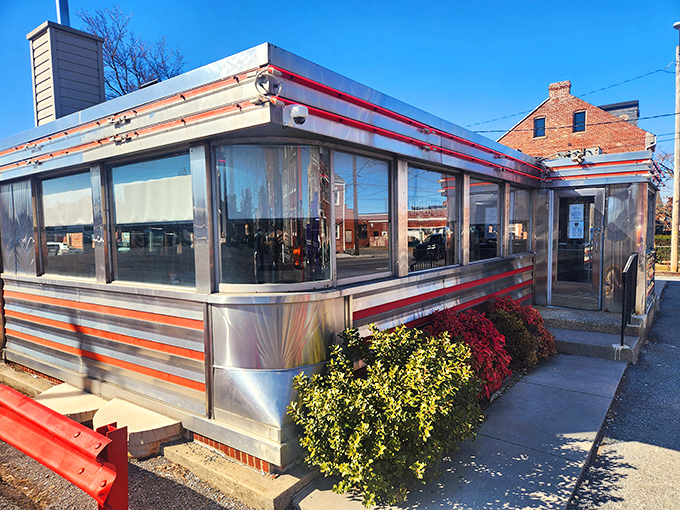 Neptune Diner's gleaming stainless steel exterior promises a time-traveling culinary adventure that Pennsylvania road-trippers won't want to miss.