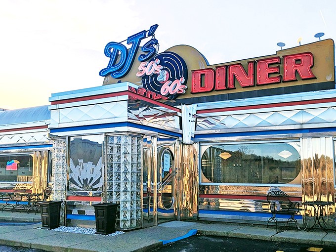 As dusk settles, DJ's neon sign glows with mid-century magic &ndash; the kind of place where you half expect to see the Fonz giving a thumbs-up outside.