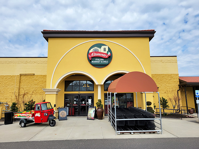 The sunshine-yellow fa&ccedil;ade of Altomonte's beckons like an Italian vacation postcard come to life. That little red Ape truck? Pure charm on wheels.