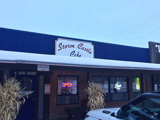 The blue exterior with its simple "Storm Castle Cafe" sign is Montana's version of a treasure map &ndash; X marks the spot for breakfast gold.