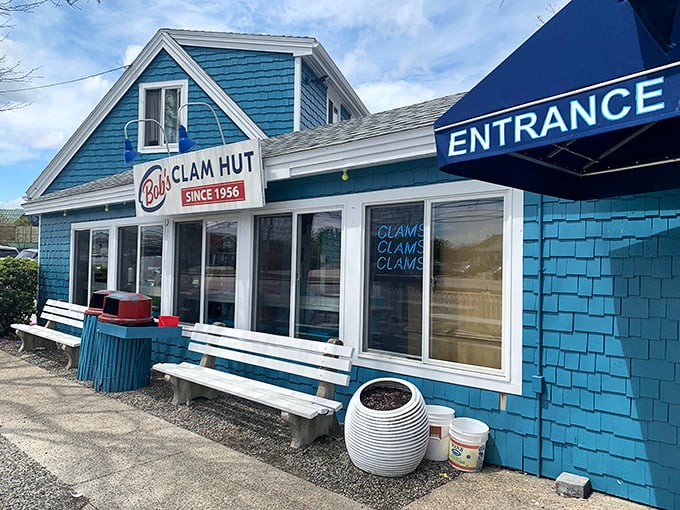That cheerful blue exterior isn't just a building&mdash;it's a lighthouse guiding hungry souls to fried seafood salvation since Ike was president.