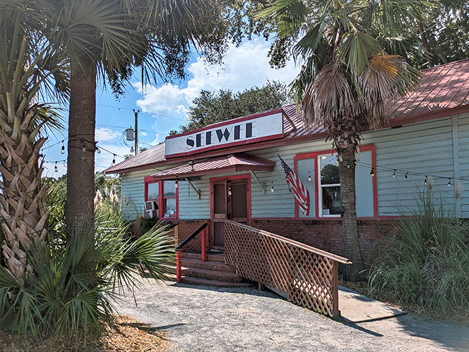 The pale blue exterior with its bold red trim isn't trying to impress anyone&mdash;which is exactly why it's so impressive.
