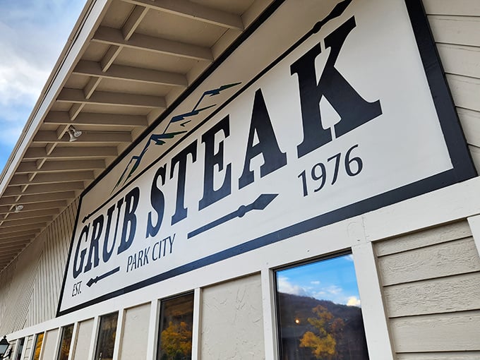 That bold sign announces what awaits inside with cowboy directness&mdash;no fancy fonts needed when your steaks speak for themselves.
