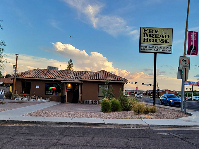 Bathed in golden hour light, this unassuming adobe building houses flavors that have sustained generations of Native Americans in the Southwest.