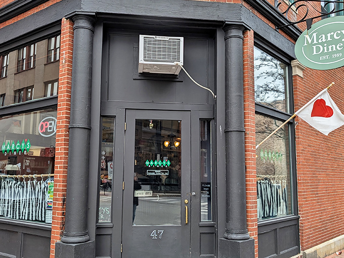 The corner of Oak Street and culinary heaven. Marcy's unassuming exterior hides Portland's breakfast treasure like a secret your grandmother would keep.