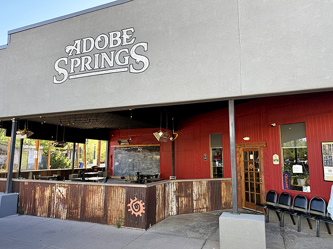 The unassuming exterior of Adobe Springs promises no frills, just honest-to-goodness New Mexican cuisine that locals line up for daily.