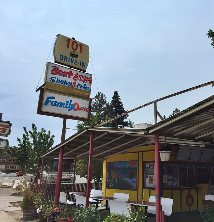 The iconic 101 Drive-In sign promises three simple things that never go out of style: best burgers, great shakes, and the kind of fries worth driving miles for.