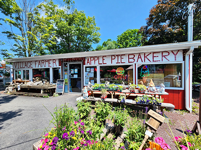 The red-and-white charm of Village Farmer and Bakery beckons like a siren song for pie lovers. Surrounded by colorful flowers, it's the Poconos' sweetest roadside attraction.