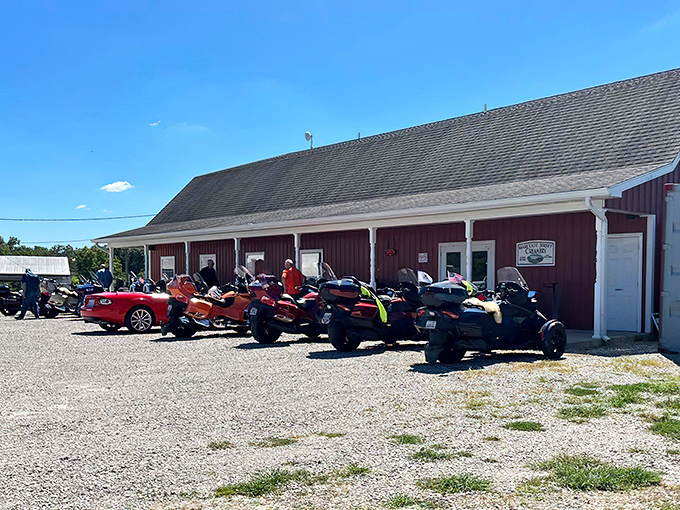 Classic red barn charm meets luxury car club. Only at Marcoot can you find Jerseys and Corvettes sharing the same parking lot!