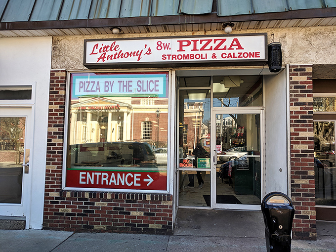 The unassuming storefront of Little Anthony's on West State Street in Media &ndash; where culinary magic happens behind a modest brick fa&ccedil;ade.