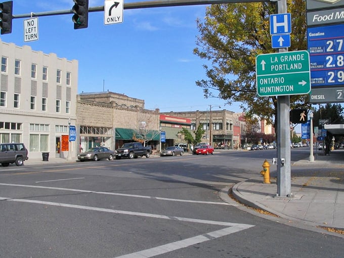 Baker City's downtown stretches before you like a Norman Rockwell painting come to life, complete with directional signs that actually point somewhere useful.