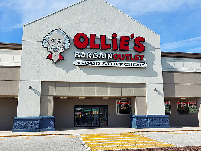 The bright red Ollie&rsquo;s sign beckons bargain hunters with the promise of good stuff cheap&mdash;and maybe a little thrill of the unexpected.