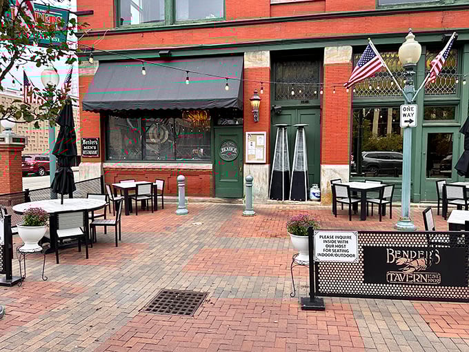 The historic fa&ccedil;ade of Bender's Tavern stands proudly in downtown Canton, where culinary traditions have been honored for generations.