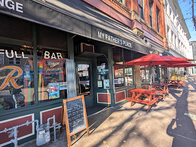 The daytime face of Portland's beloved diner-bar hybrid, where red picnic tables invite you to linger over coffee while contemplating life's great mysteries&mdash;like how soon you can return for dinner.