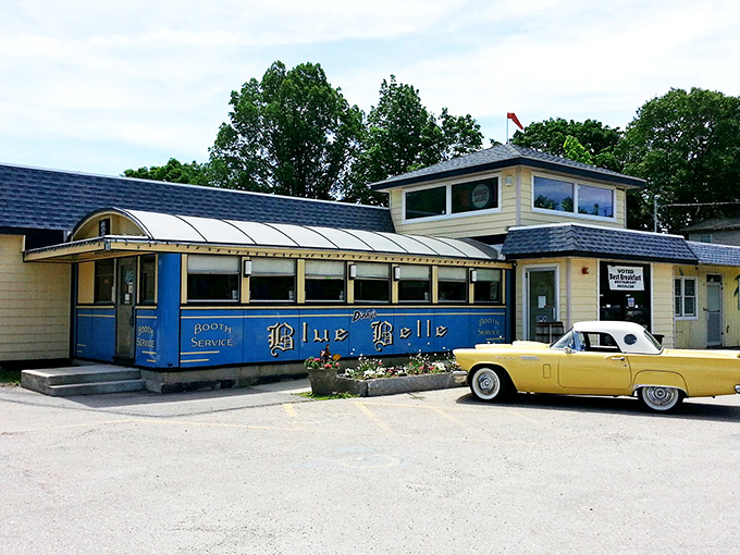 The Blue Belle's vibrant exterior isn't just eye-catching&mdash;it's a time machine disguised as a diner, complete with vintage charm and pancake promises.