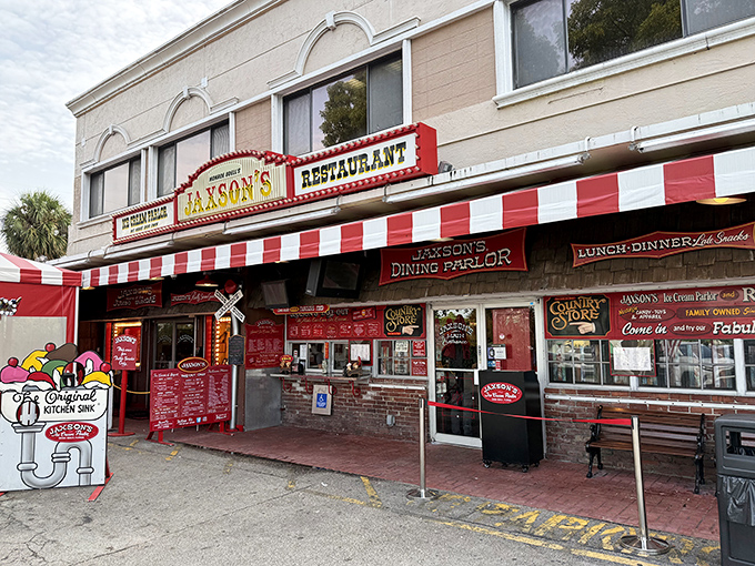 The red and white awning beckons like a carnival barker promising delights within. Jaxson's isn't just a destination&mdash;it's a time machine disguised as an ice cream parlor.