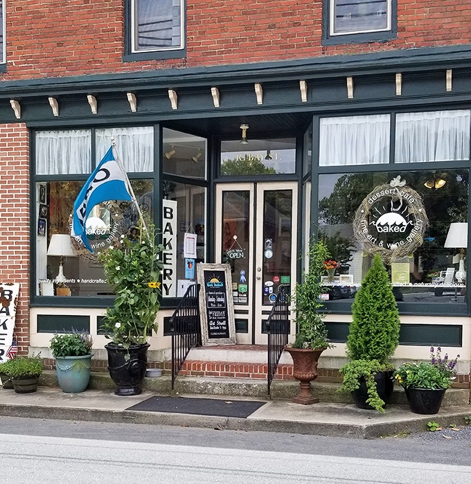 The charming brick facade of Baked Dessert Cafe beckons like a siren song for carb enthusiasts. Small-town America never looked so deliciously inviting.